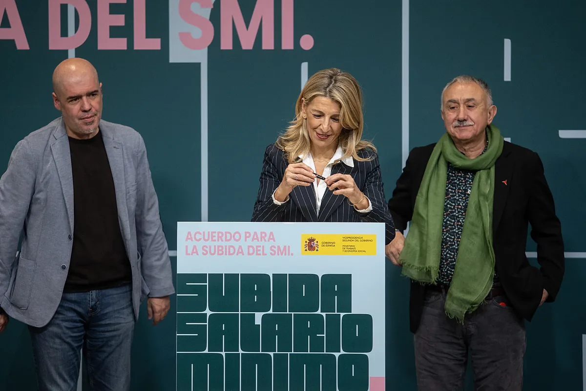 Los sindicatos exigen a Yolanda Díaz una subida del salario mínimo ...